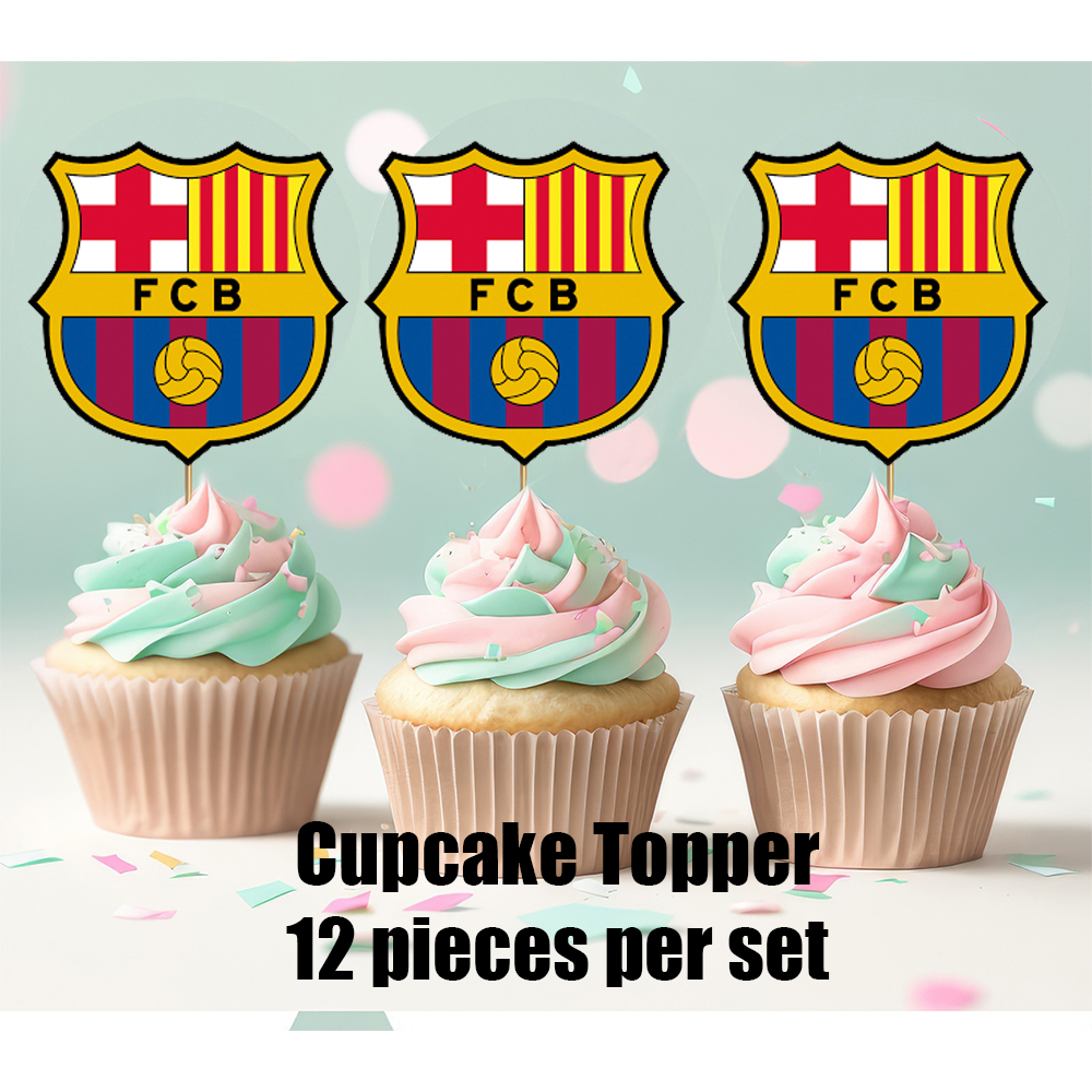 Cupcake Topper Barcelona Football Club Soccer Party Birthday Cake ...