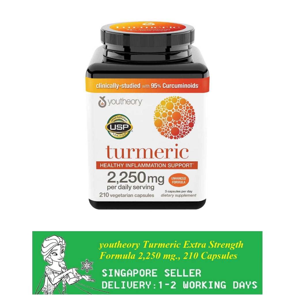 youtheory Turmeric Extra Strength Formula 2,250 mg., 210 Capsules(Exp ...
