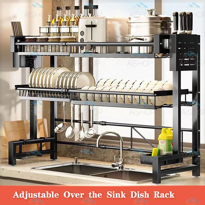 [SG Seller]Retractable Kitchen Rack Kitchen Over The Sink Dish Rack ...