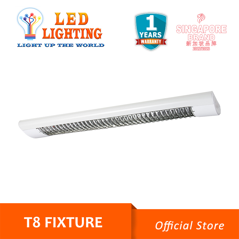LED T8 TUBE ROUND GRILLE / FLAT BRACKET FIXTURE (For double ended tube ...