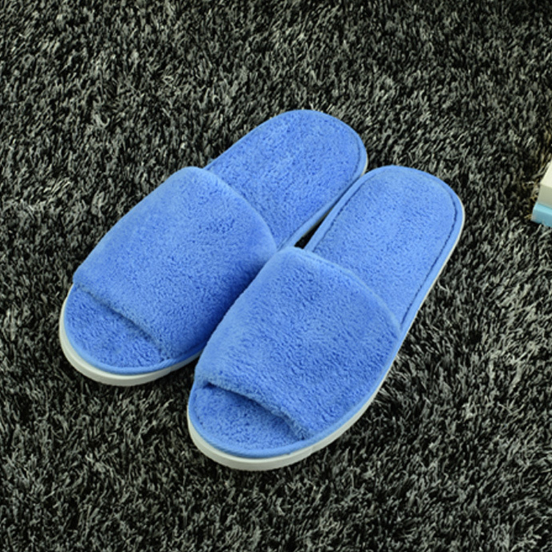 SG STOCK Hotel Slippers Thick-Soled Solid Color Coral Velvet Slippers ...