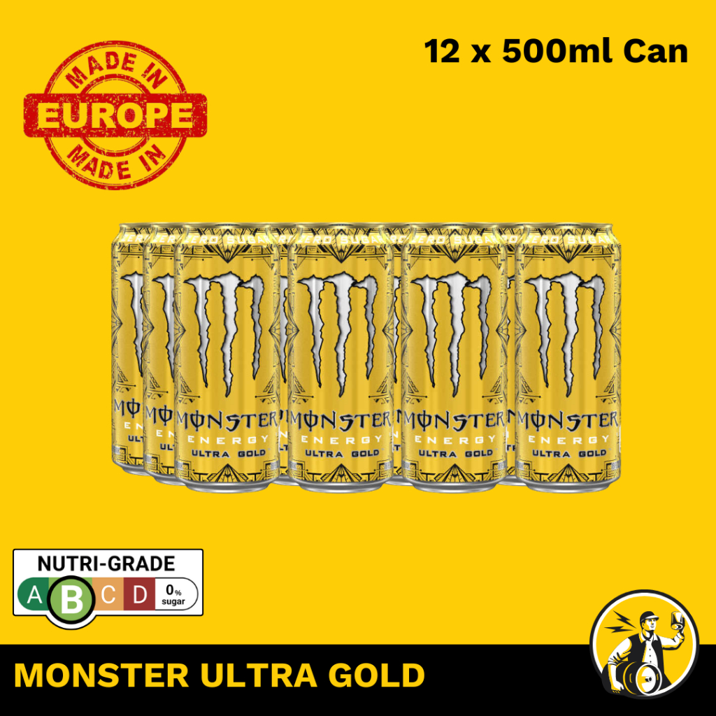 Monster Energy Ultra Gold 500ml 12 & 24 x 500 ml(ZERO SUGAR, FULL SIZE) | Shopee Singapore