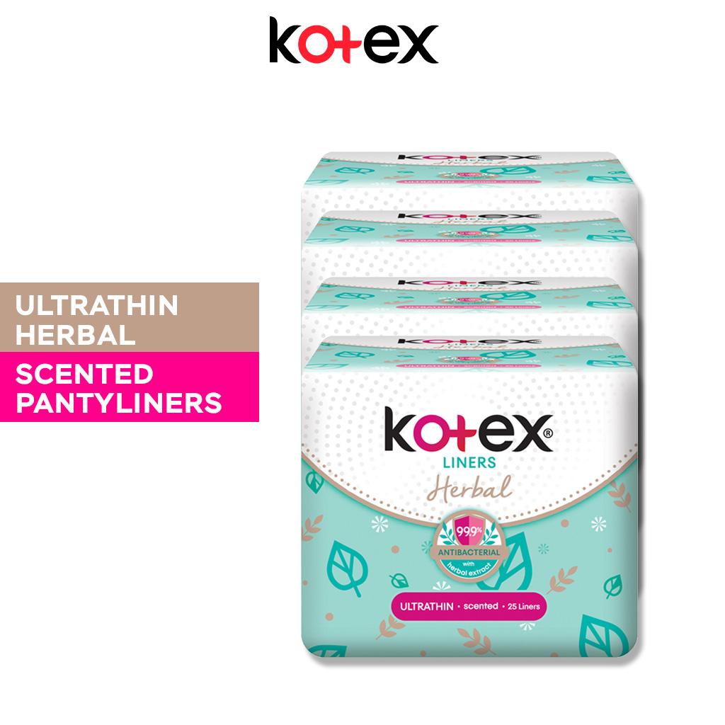 (Bundle of 4) Kotex Herbal Liners Ultrathin Anti-Bacteria 25pcs ...