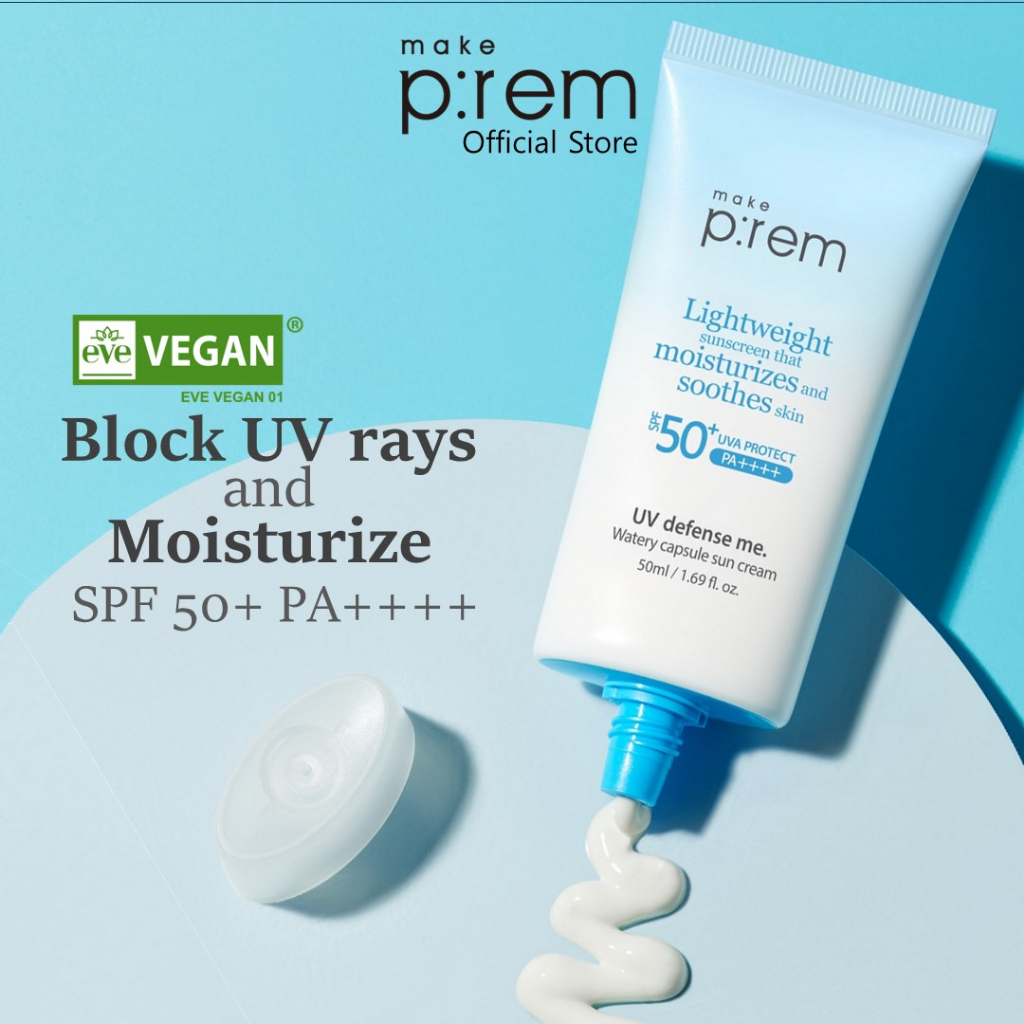 MAKE PREM UV Defense Me. Watery Capsule Sun cream SPF 50+ PA++++ 50ml ...