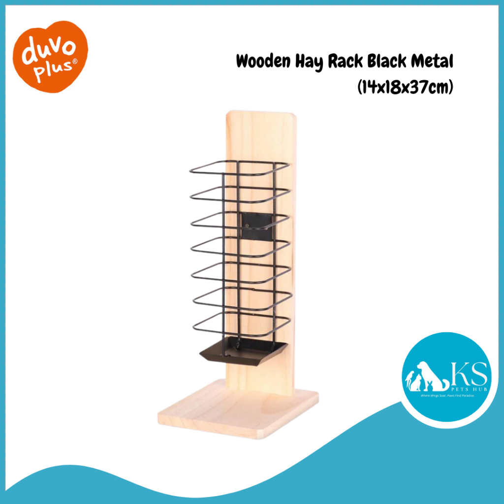 Laroy Duvo Wooden Hay Rack Black Metal (14x18x37cm) | Shopee Singapore