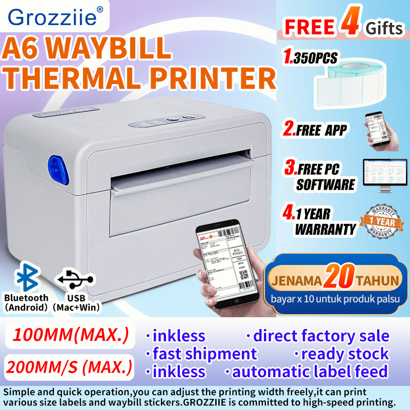 Thermal Printer Bluetooth Waybill Barcode Shipping Label Consignment ...