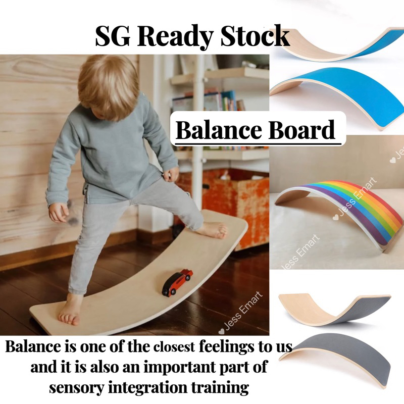 [SG] Wooden Balance Board Wobble Balance Board for Kids Yoga Board Body ...