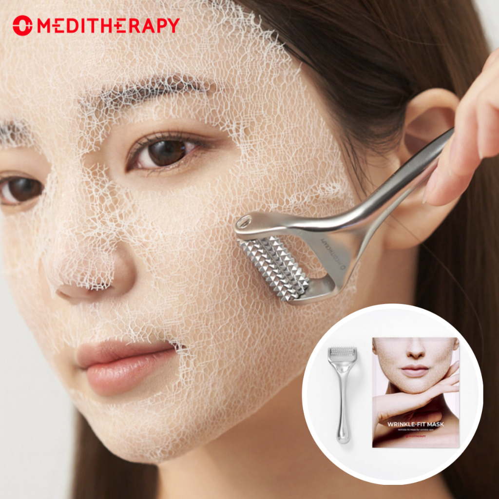 MEDITHERAPY Wrinkle Fit Collagen Mask Needle Roller Set Facial Wrinkle ...