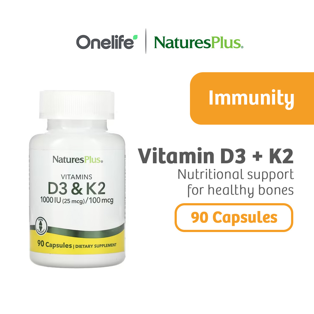 Natures Plus Vitamin D3 + Vitamin K2 1000 IU 90 Capsules - For Well ...