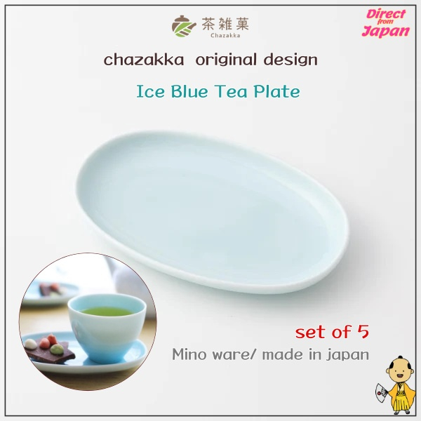 (JPN)chazakka ice blue tea plate (set of 5) /original design MINO-YAKI ...