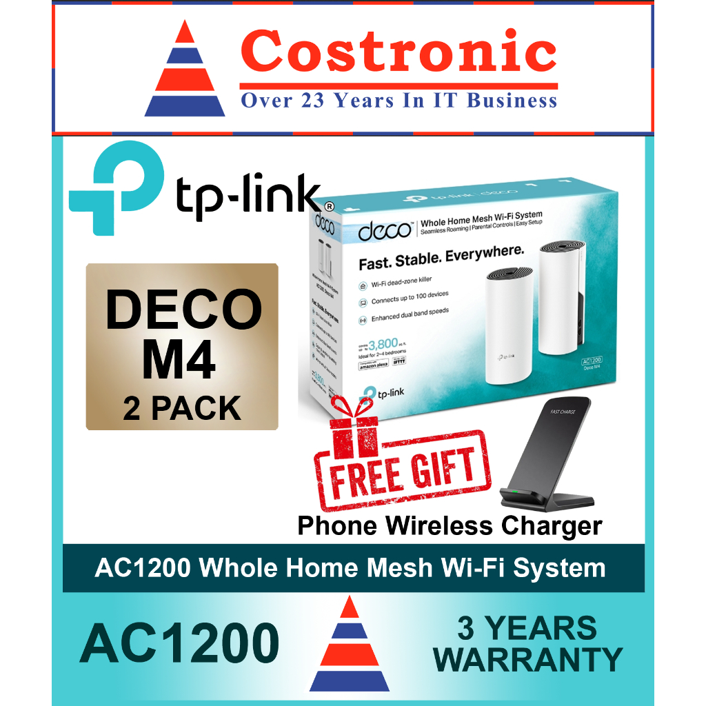 TP-Link Deco M4 (2-pack) AC1200 Dual Band Gigabit Whole Home Mesh WiFi ...