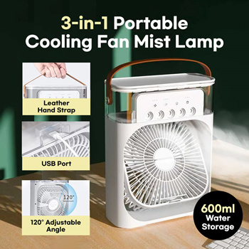 3 In 1 Portable Fan Air Conditioner Humidifier Cooling USB Fan Air ...