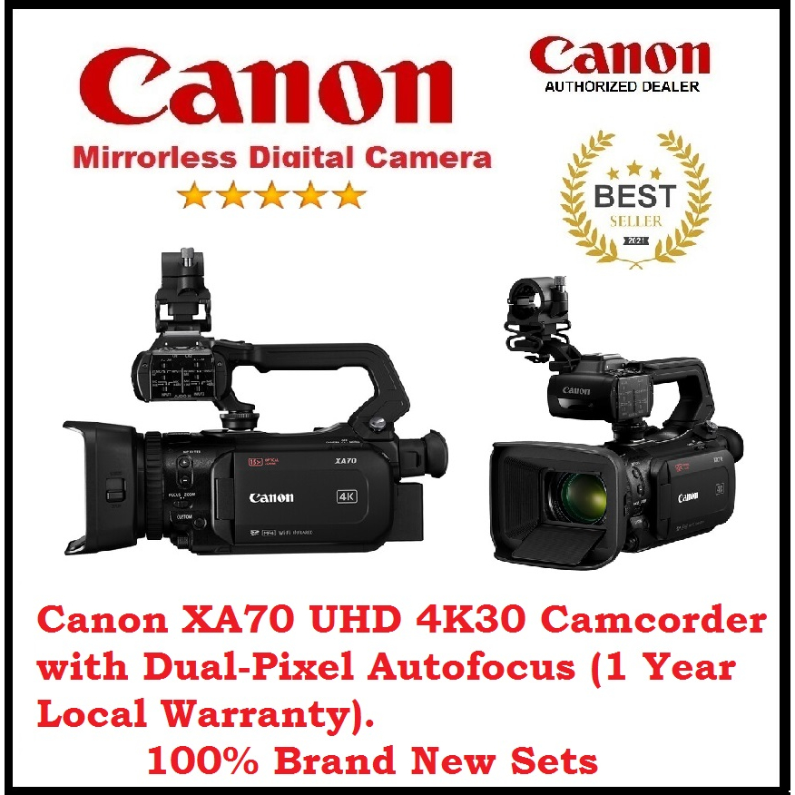 Canon XA70 UHD 4K30 Camcorder with Dual-Pixel Autofocus (1 Year Local ...
