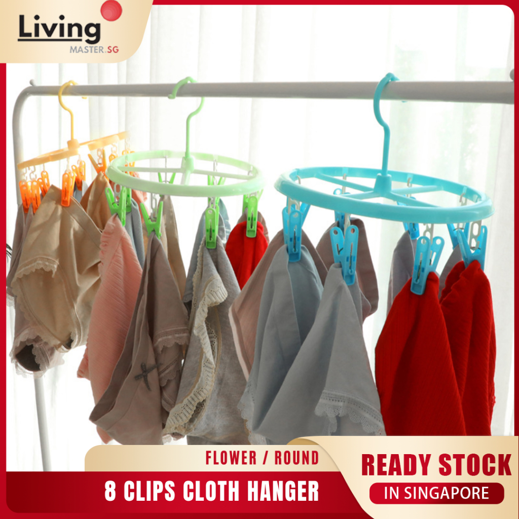 Round 8 Clip Hanger 360 Degrees Plastic Rotatable Round Clothes Hangers ...