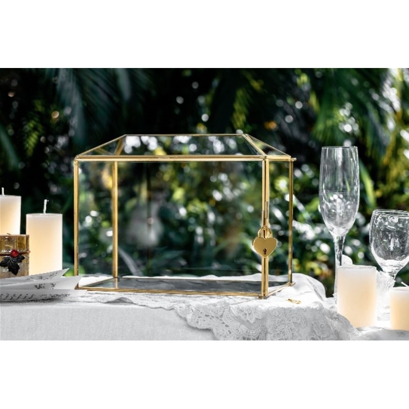 [SG LOCAL] Gold/Rose Gold Geometric Ang Bao Box with Heart Lock ...