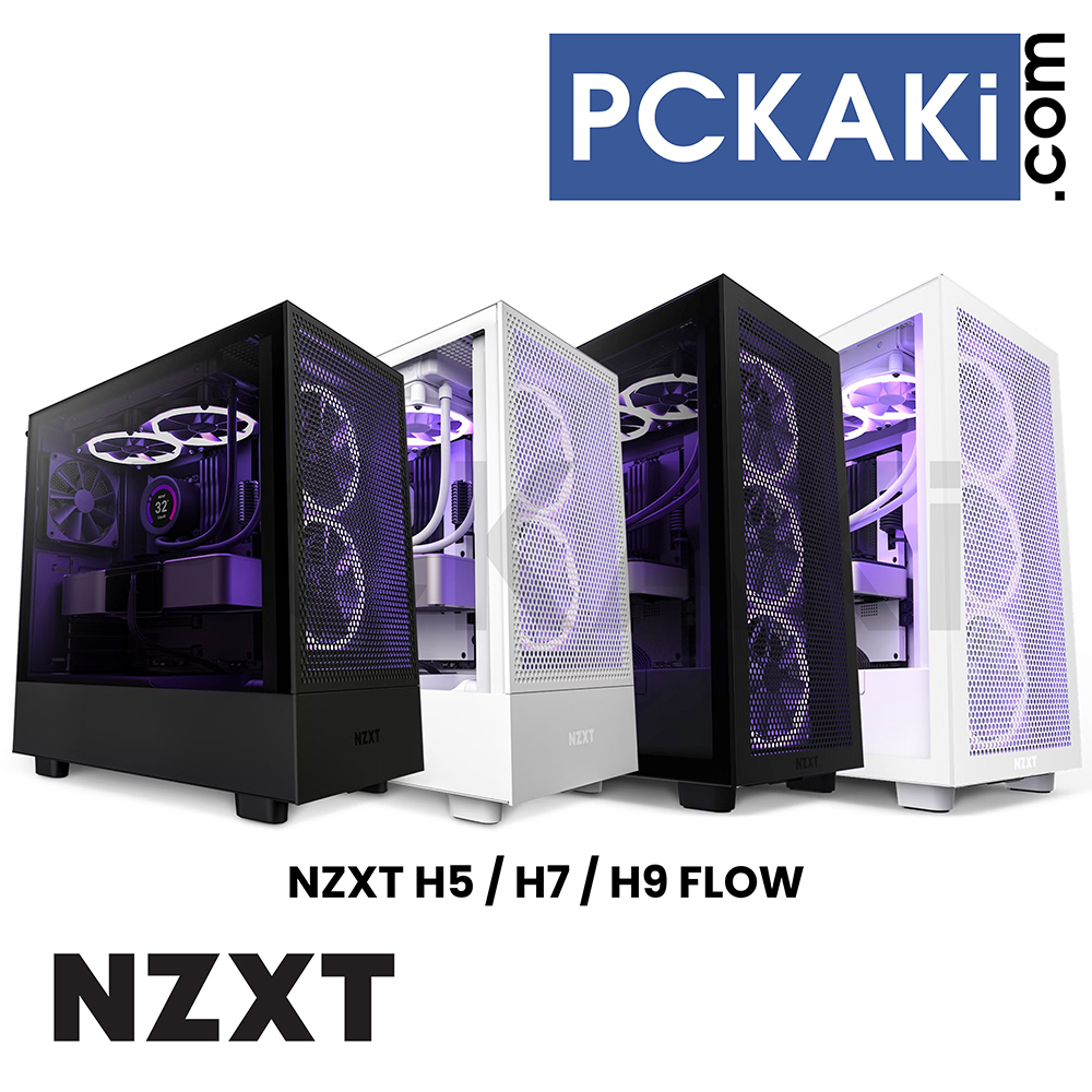NZXT 2024 H5 / H6 / H7 / H9 FLOW RGB COMPACT MID TOWER DUAL CHAMBER TEMPERED GLASS ATX DESKTOP ...