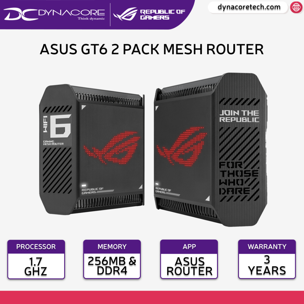 Asus Rog Rapture Gt6 Ax10000 2 Pack Tri Band Wifi 6 Gaming Mesh Wifi Router System Black