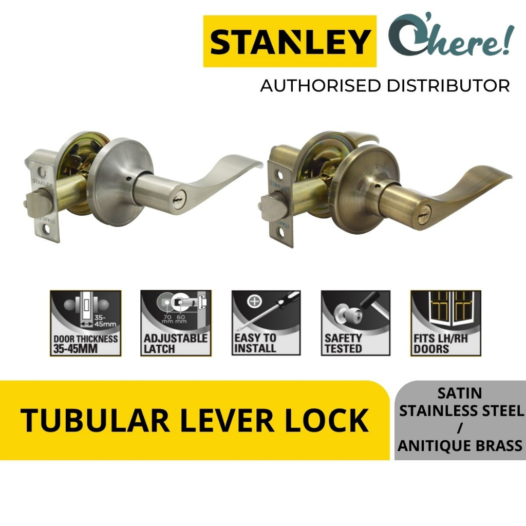 Stanley Tubular Lever Lock/ Backset 60/70mm Entrance/ Room Door Lock ...