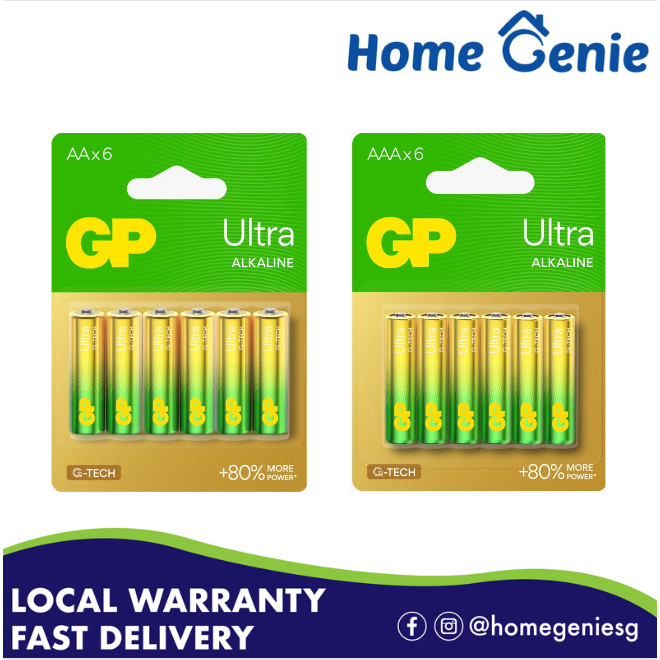 *Box of 12 Cards* GP Ultra Alkaline Batteries AA/AAA Pack of 6 (New G ...