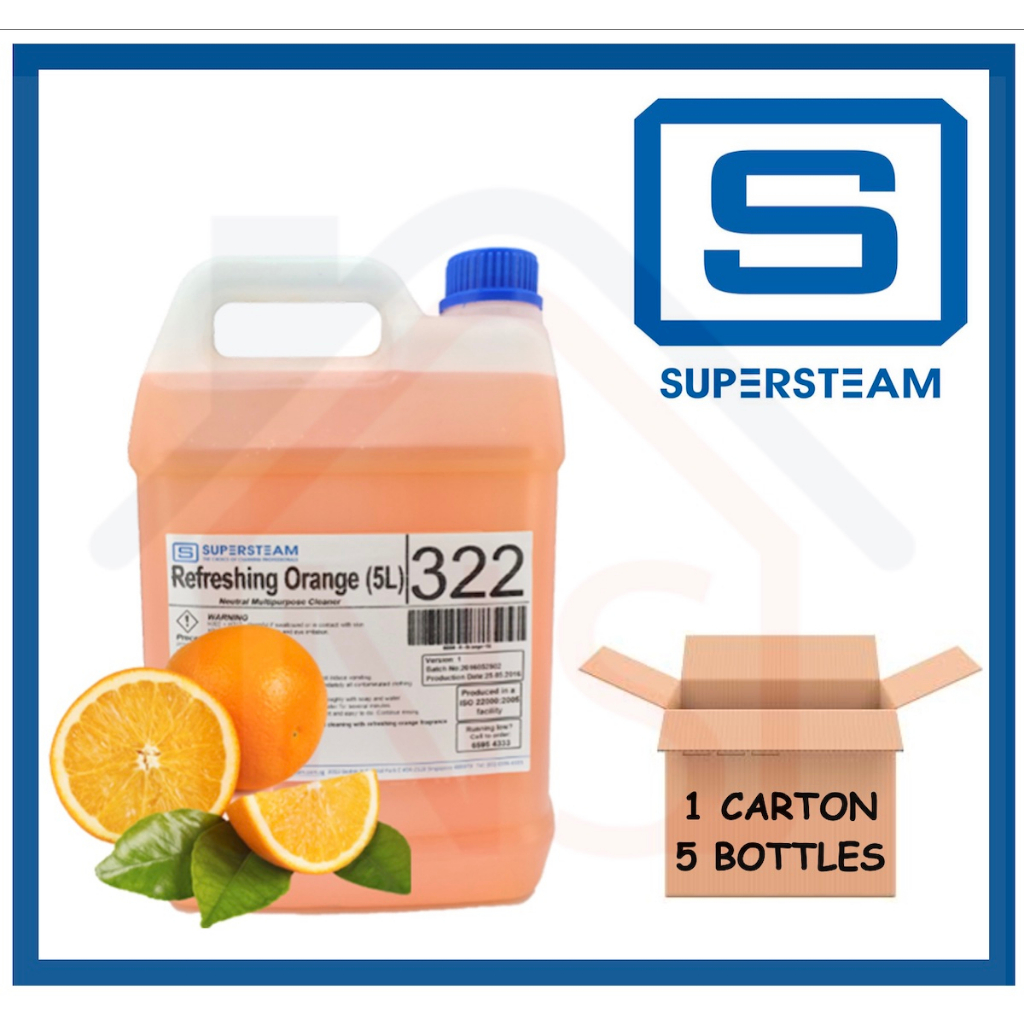 (1 CARTON 5 BOTTLES) SUPERSTEAM Refreshing Orange Multi-Purpose Floor ...