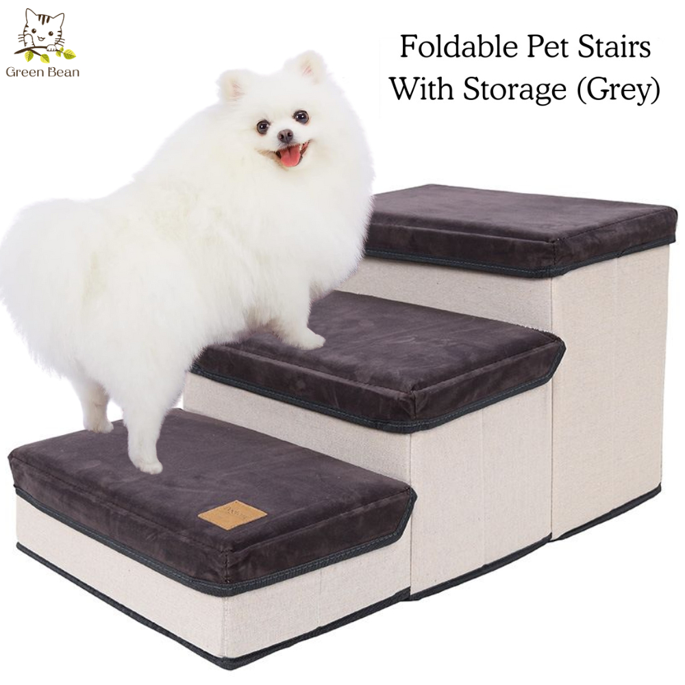 Pet Stairs With Storage, 3 Step Pet Stairs with 3 Storage Space Folding ...