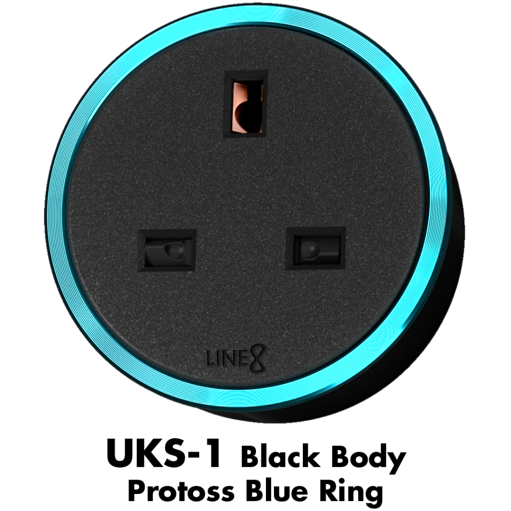 Line8 UKS-1 British Premium Socket Unit, Black Body, Protoss Blue Ring ...