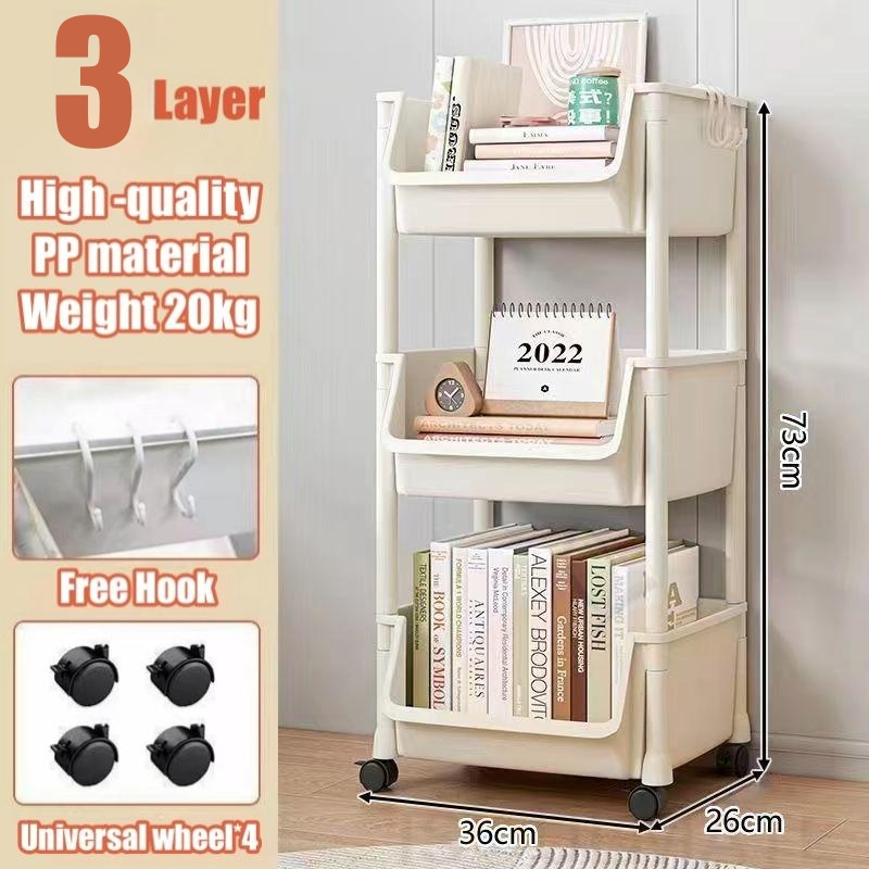 【SG Stock】Kitchen Shelves/snack Trolley/Movable shelves / bookshelves ...