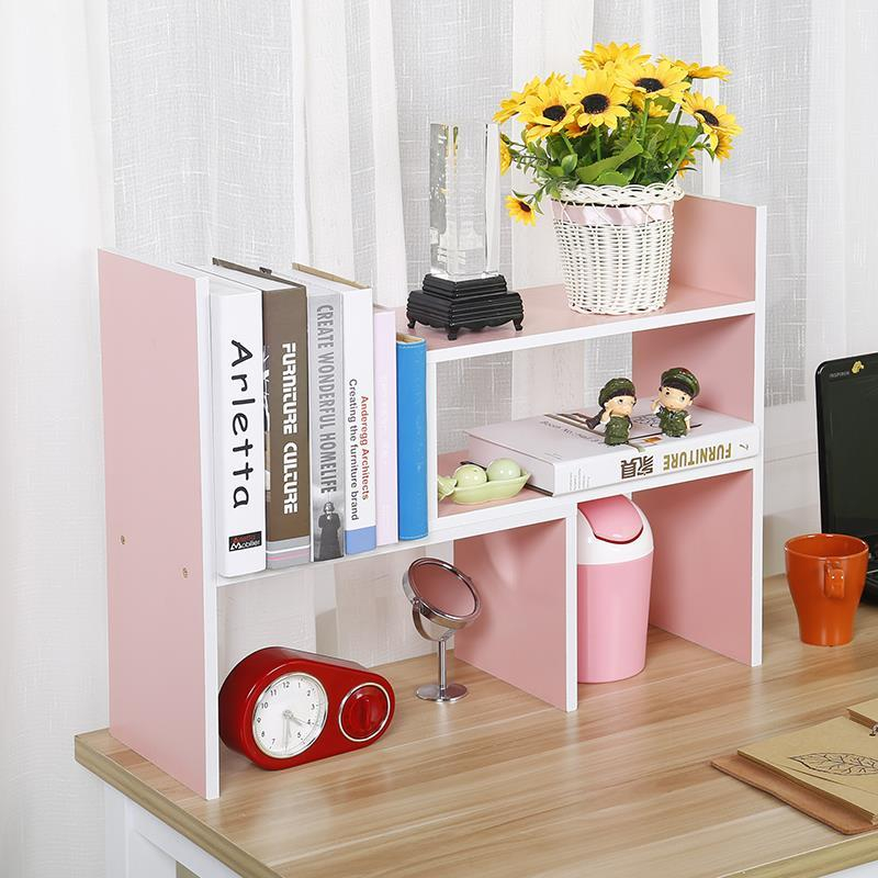 Desktop Organizer Books Organizer Office Storage Rack Adjustable Wood ...