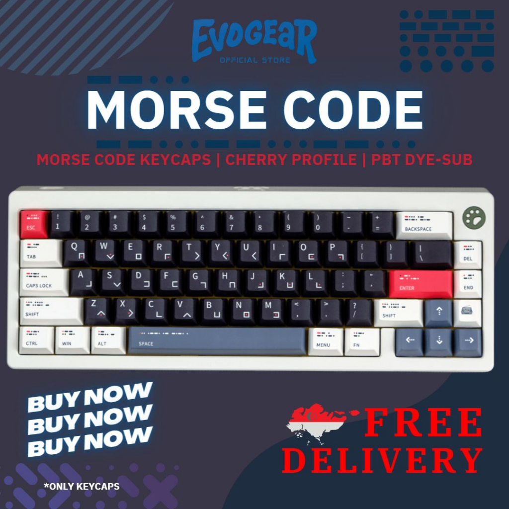 [SG READY STOCK] Morse Code Keycaps | 134 Keys | Cherry Profile | PBT ...