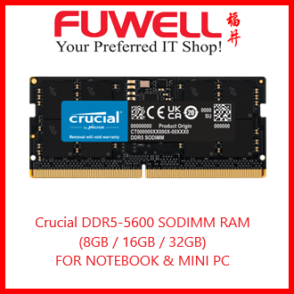 FUWELL - Crucial 8GB/16GB/24GB/32GB DDR5-5600 SODIMM RAM FOR NOTEBOOK ...