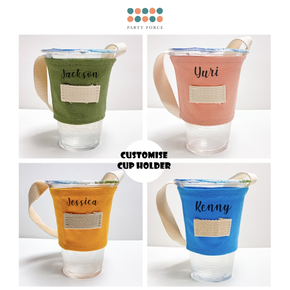 [SG Seller] - Customise Canvas Cup bag Holder Straw Holders Bubble Boba ...