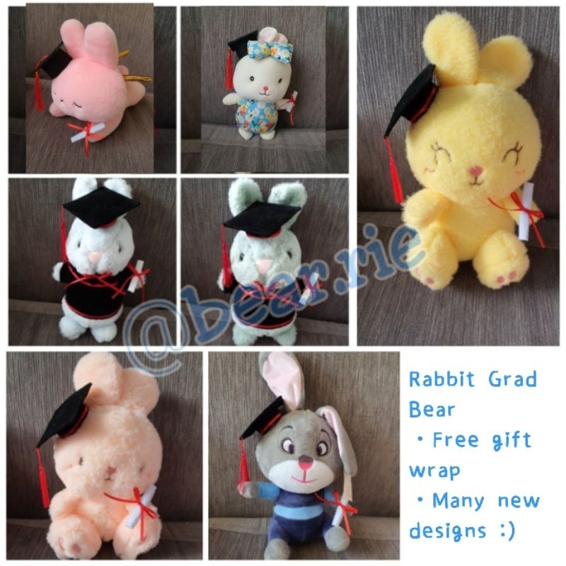 BN 16cm-23cm Super cute fluffy rabbit bunny graduation bear grad bear ...