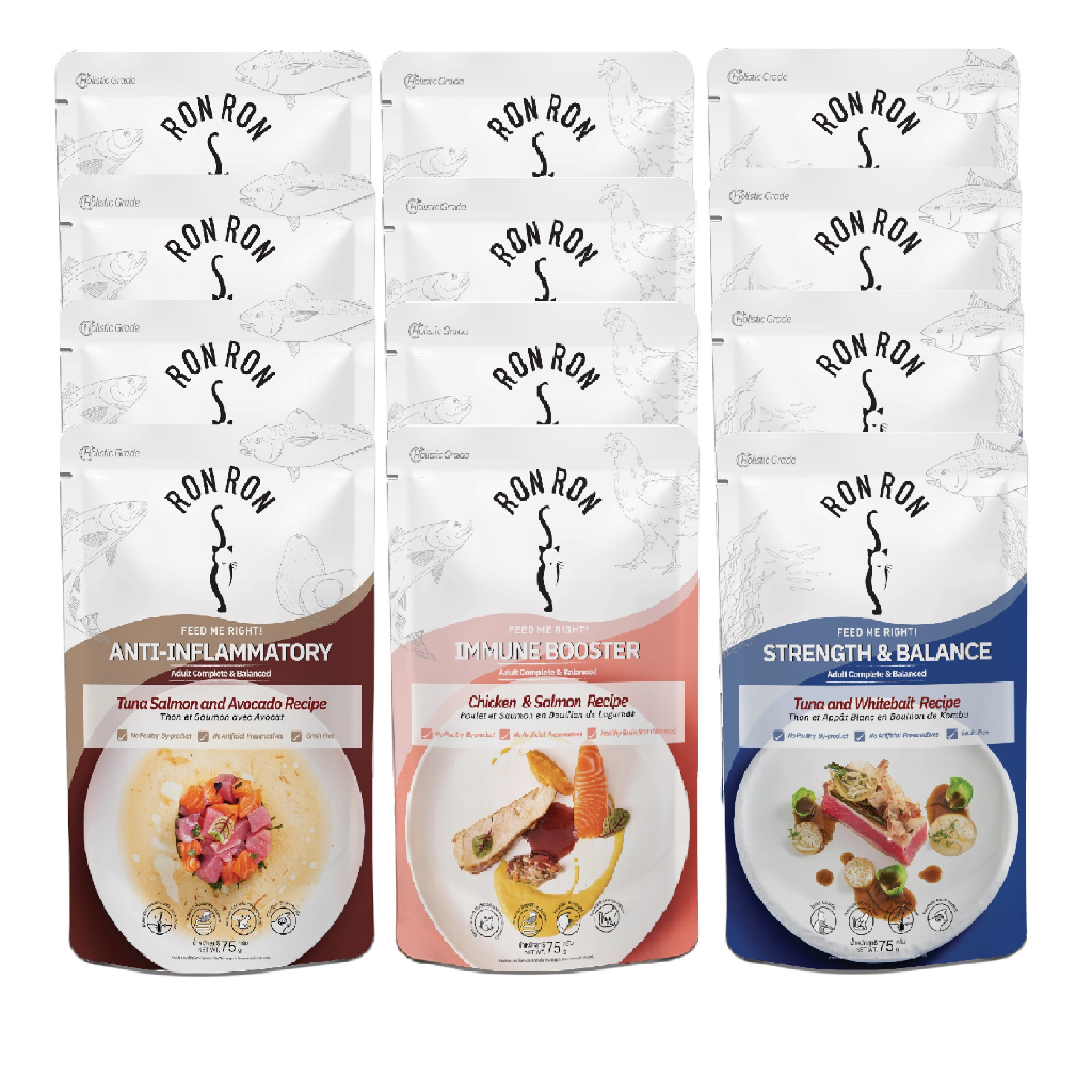 Cat Wet Food Ron Ron Halal, Starter Pack of 12 sachets (4 sachets per ...