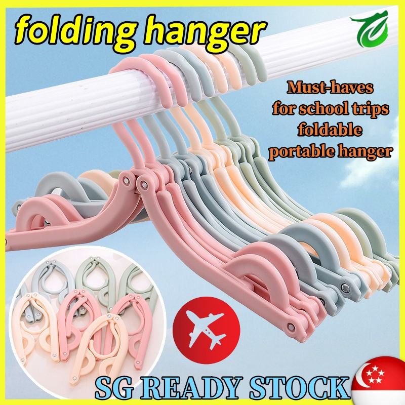 [SG READY STOCK] Foldable Clothes Hanger Portable Travel Hangers with ...