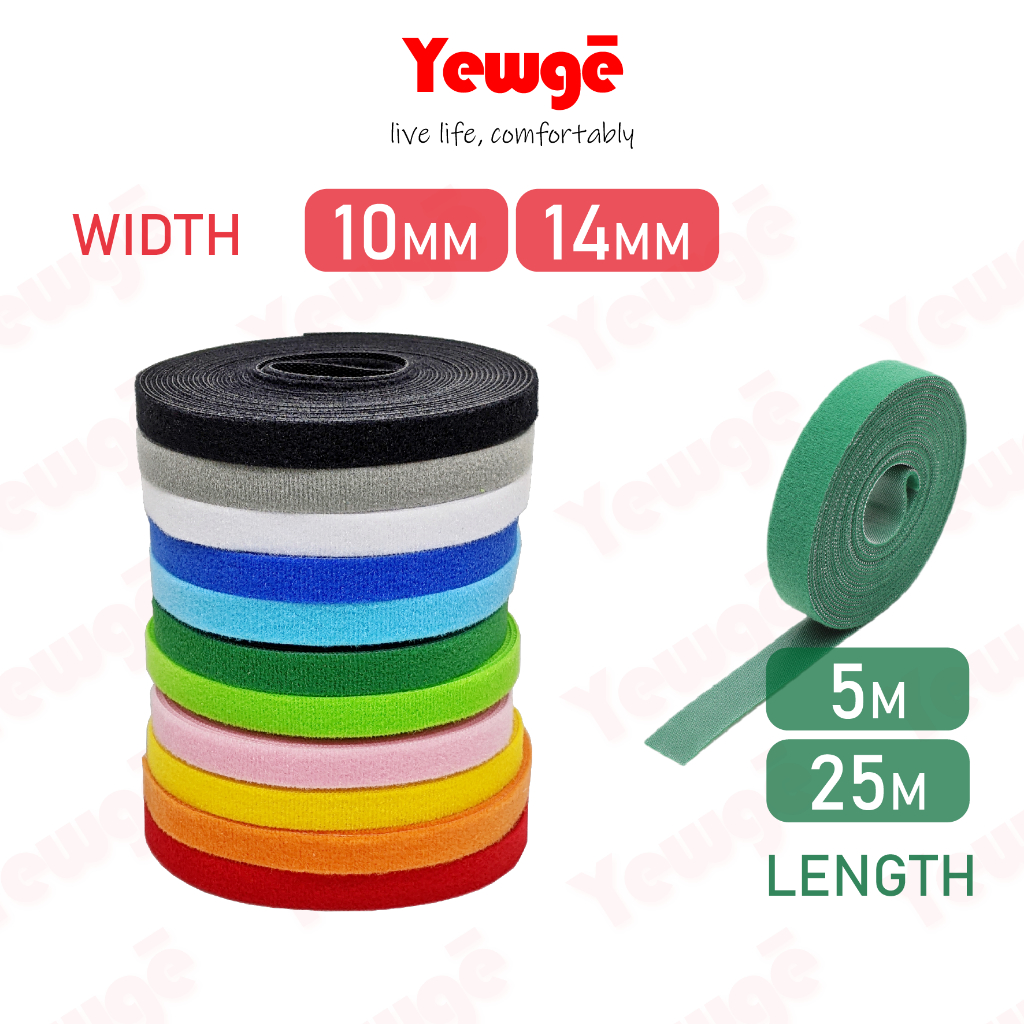 Multipurpose 10mm 14mm Hook and Loop Nylon Strap Roll Fastener Reusable ...