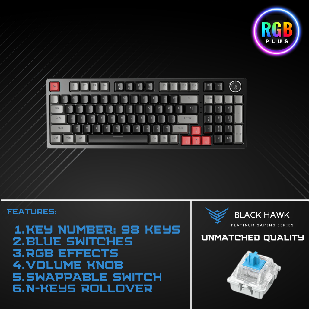 🦅 (𝐒𝐆 𝐒𝐓𝐎𝐂𝐊) BlackHawk Mechanical Keyboard "Platinum Series" | Shopee ...