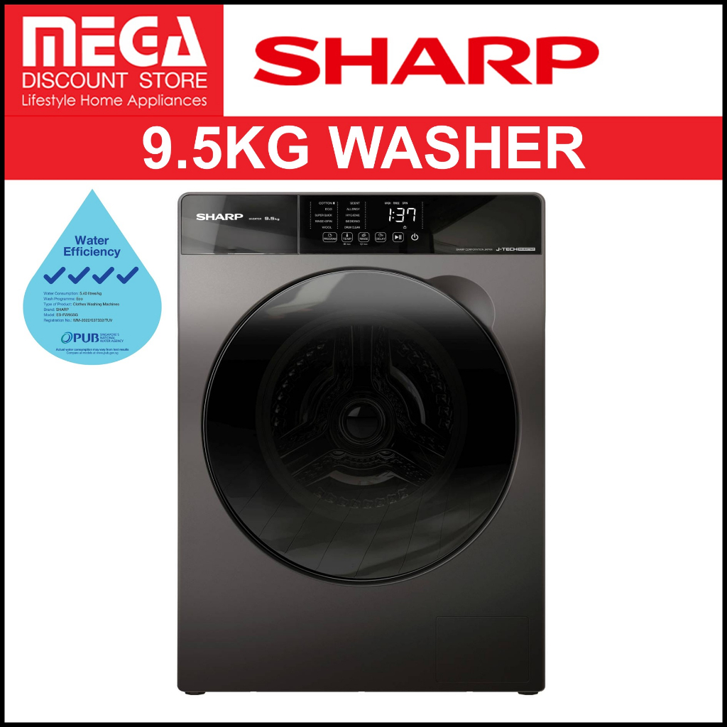 SHARP ES-FW95SG 9.5KG FRONT LOAD WASHER (4 TICKS) | Shopee Singapore