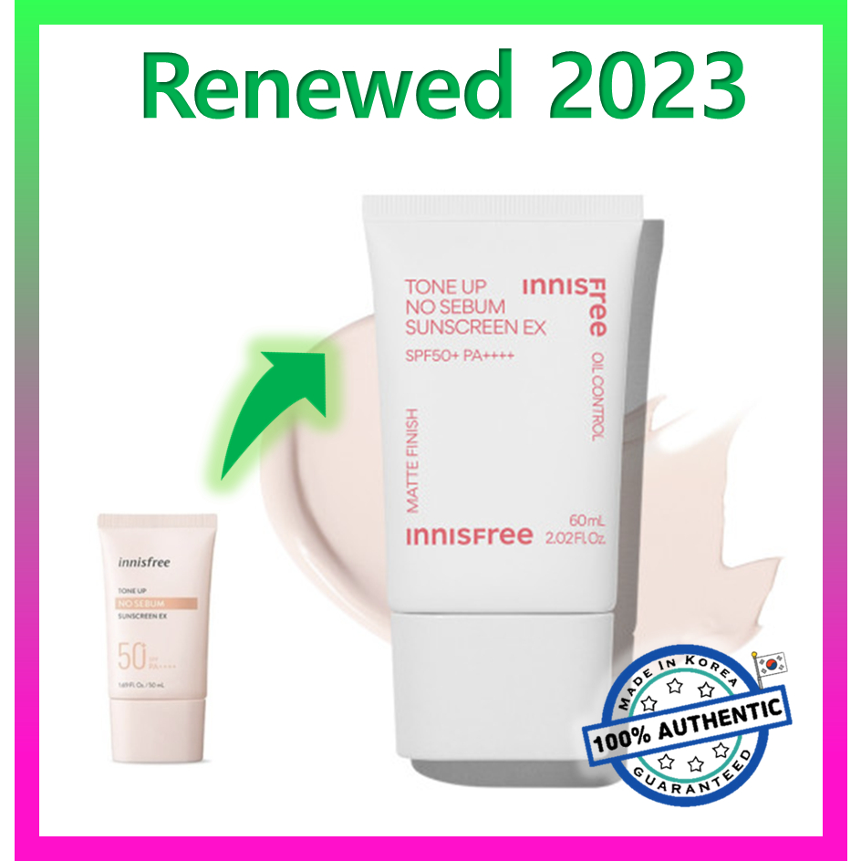 innisfree Tone Up No Sebum Sunscreen EX SPF50+ PA++++ 60mL (2023 AD) | Shopee Singapore