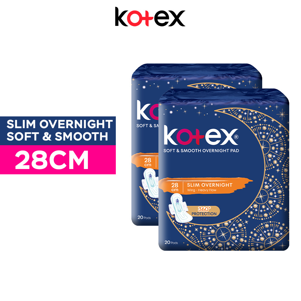 Kotex Soft & Smooth Overnight Pads 28cm Twin Pack 20sx2 | Shopee Singapore