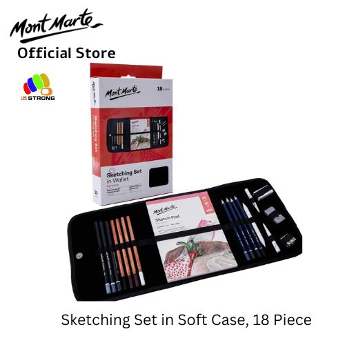 Mont Marte Sketching Set in Soft Case, 18 Piece, | Shopee Singapore