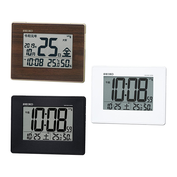 SEIKO Clock Alarm Radio Waves Digital For Both Hanging Calendar ...