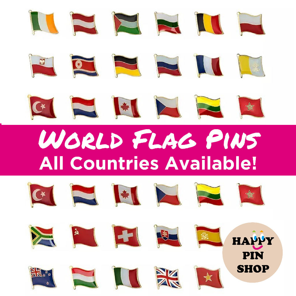 ⚠️ PRE-ORDER ITEM: Country Collar Pin of your choice (ANY Country Flags ...