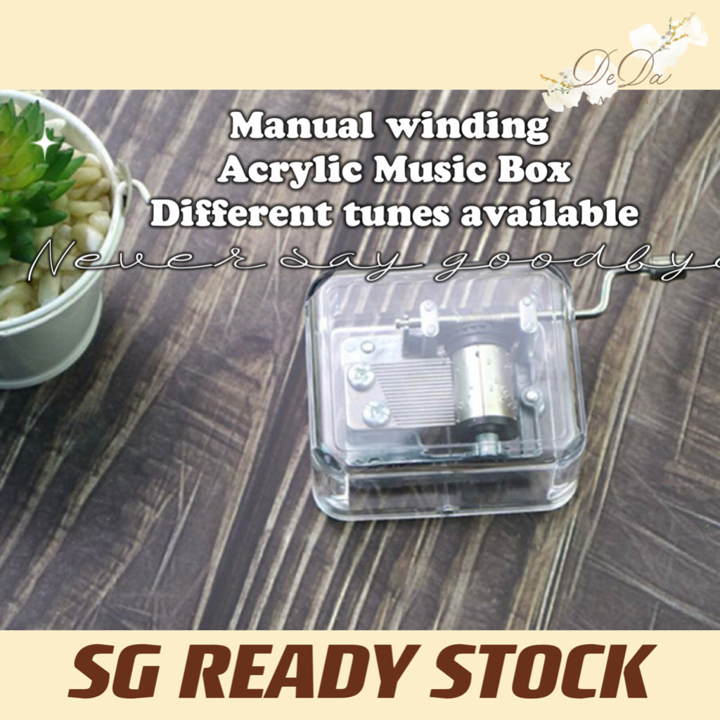 SG Stock Acrylic Hand Cranked Note Music Box Play Montessori Toy kids ...