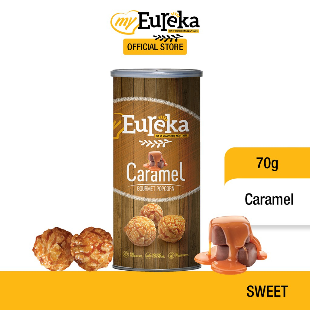Eureka Caramel Gourmet Popcorn Can 70g | Shopee Singapore