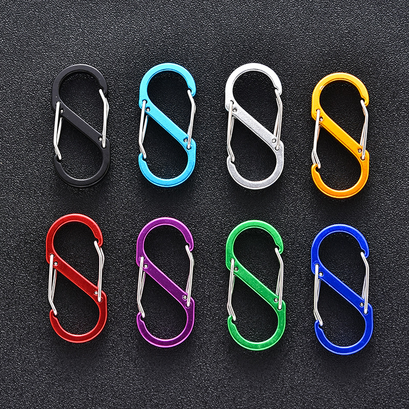 Carabiner S Type Key-Lock Keychain Hook Double Side Lock Anti-Theft ...