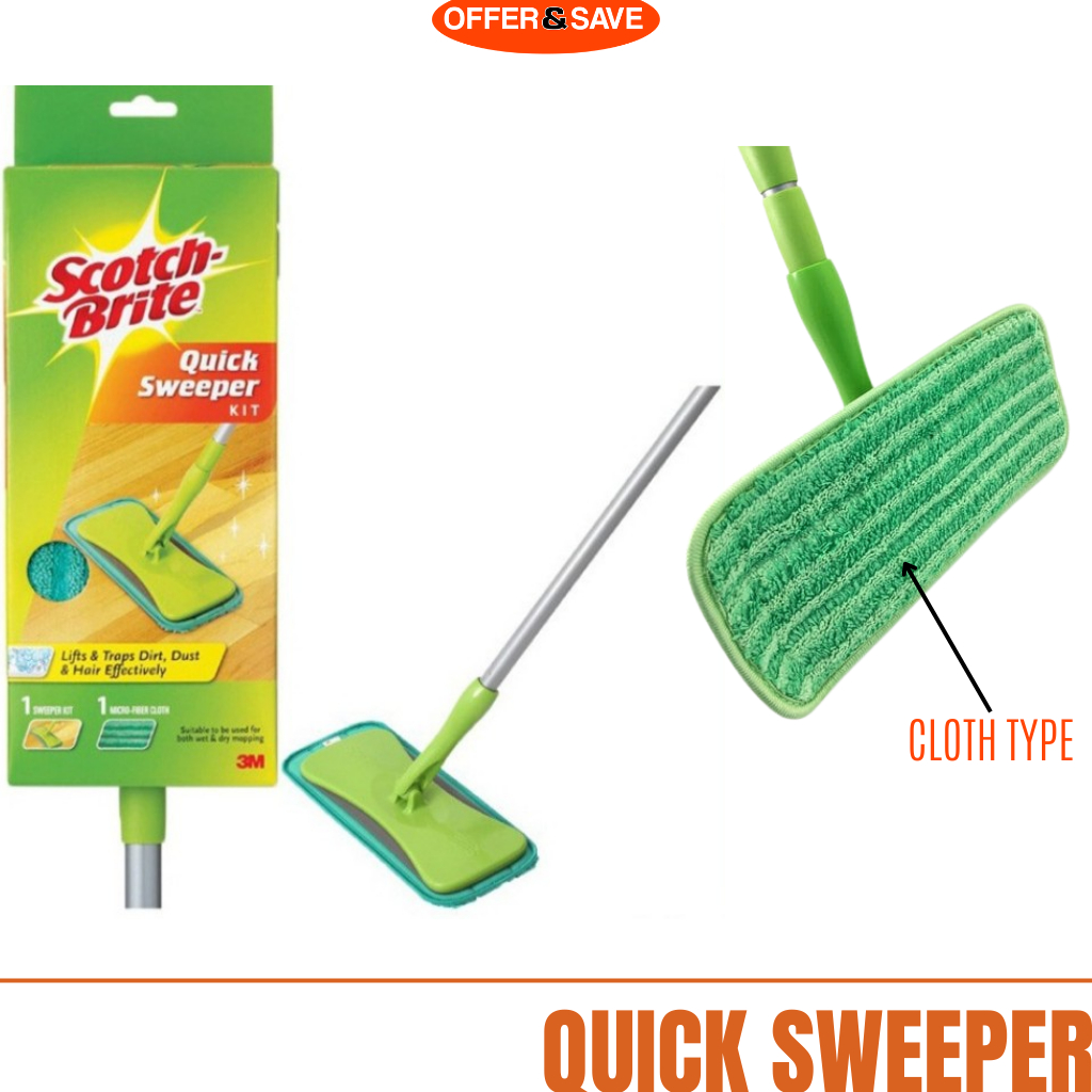 3M Scotch Brite Quick Sweeper Mop Kit with 1 Microfiber Cloth | Shopee ...