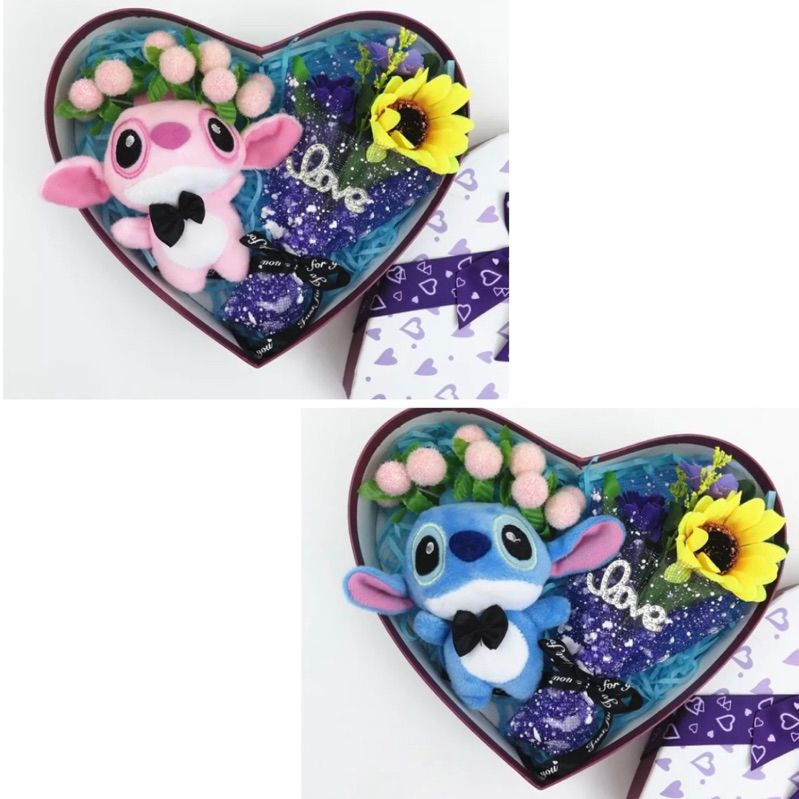 [SG Stock] Mother’s Day Stitch In Heart Shape Gift Box Blue Stitch Pink ...