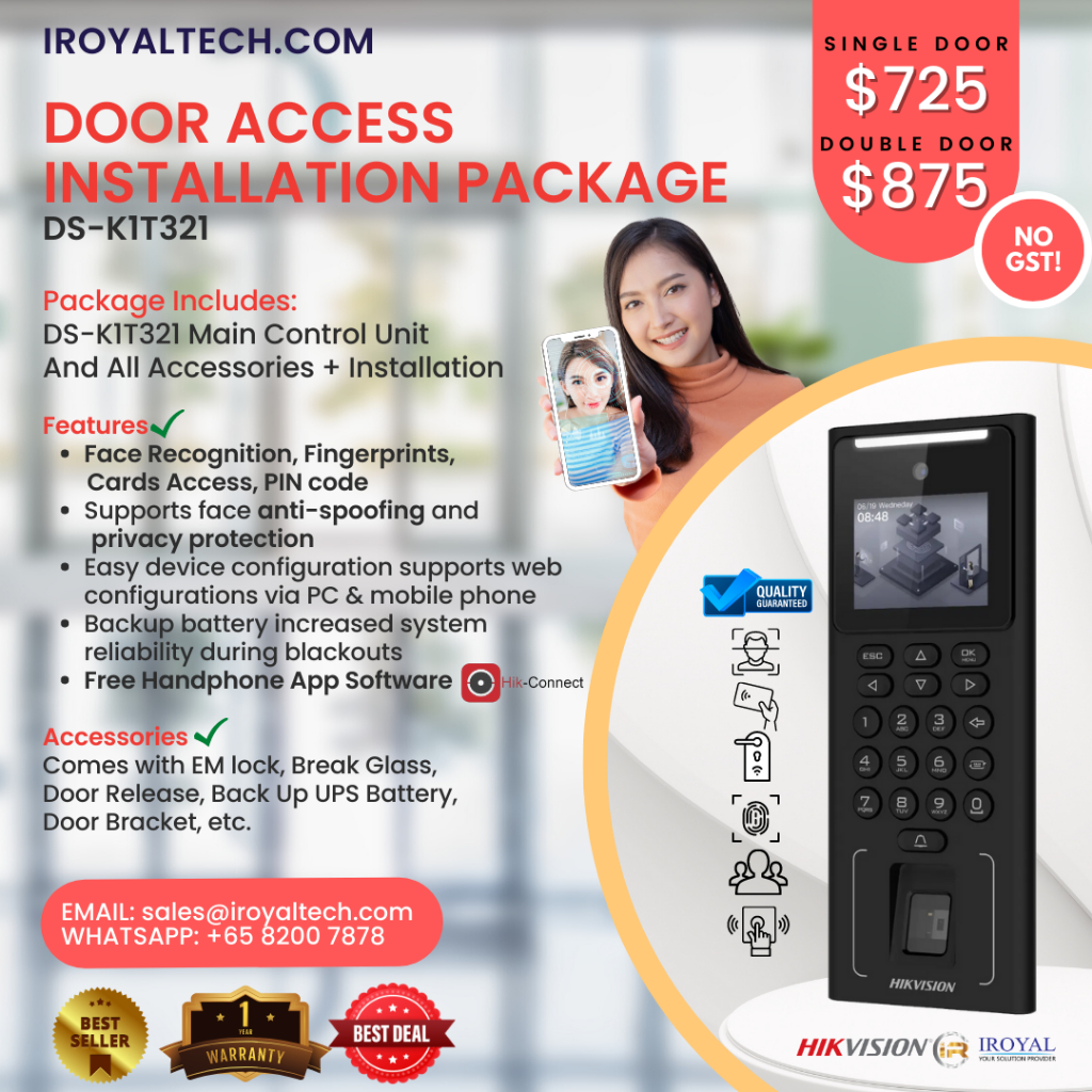 Hikvision Door Access DS-K1T321 PACKAGE Single/Double Door Facial ...