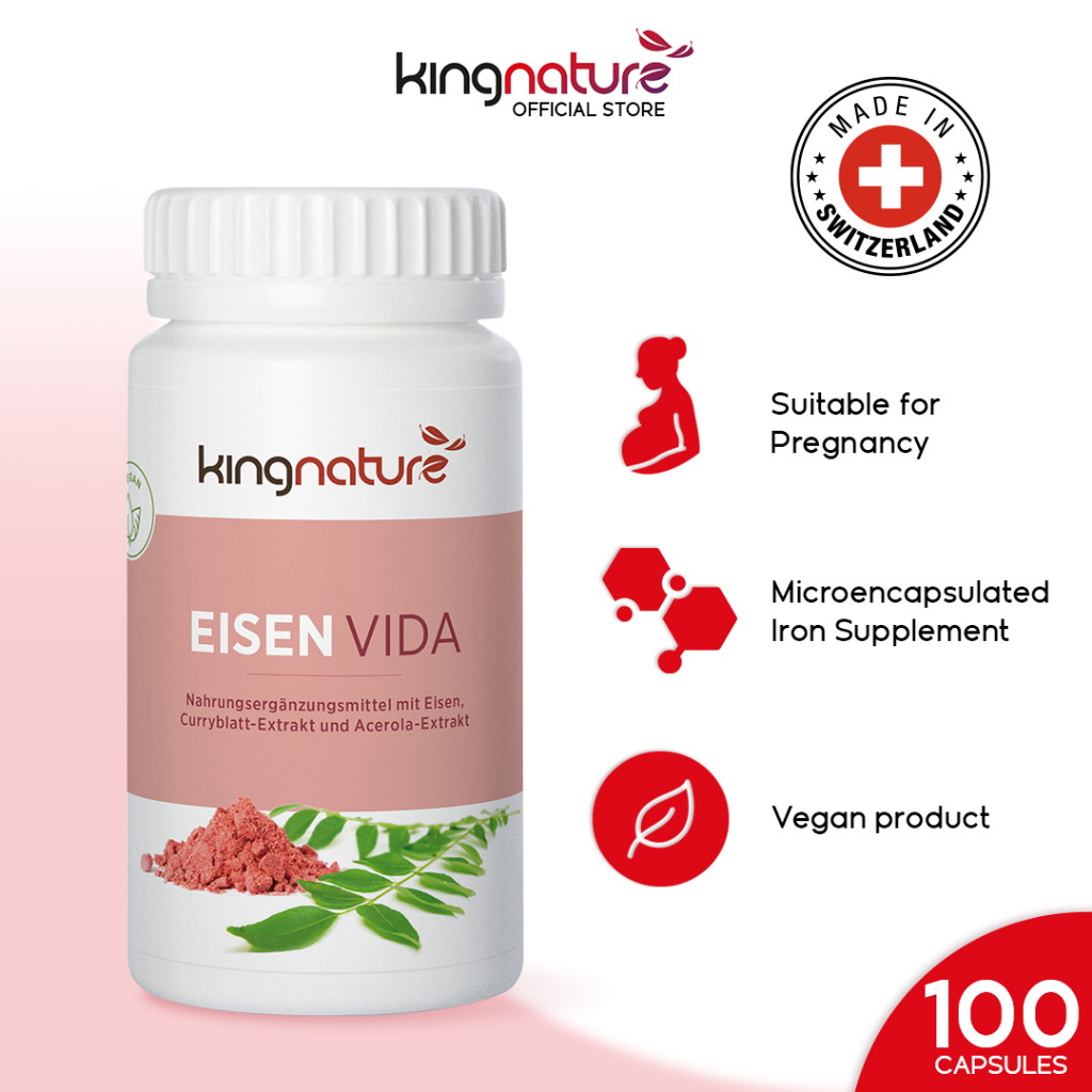 Kingnature Eisen Vida - iron supplement, natural vitamin C (100capsules ...