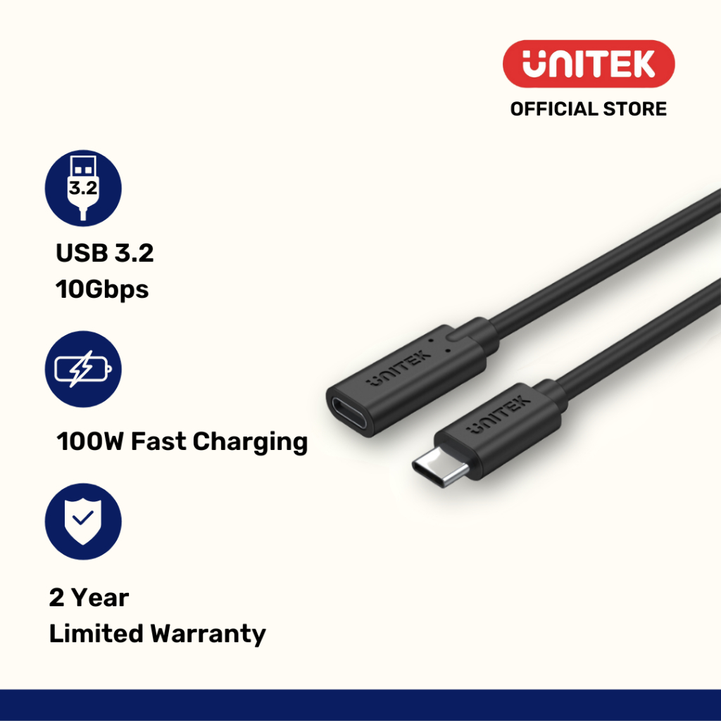 Unitek USB-C Extension Cable 4K 60Hz 100W PD 10Gbps (USB 3.2) | Shopee ...